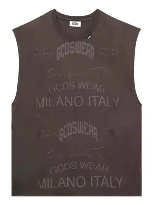 Gcds Sleeveless Vest - Brown