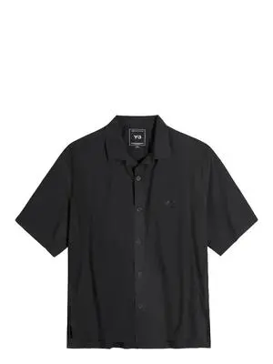 Y3 Perforated-detail Short-sleeve Shirt - Black