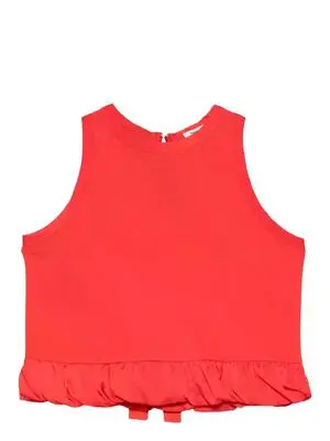 Sandro Ruffled Hem Crew Neck Top - Red