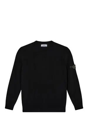 Stone Island Logo Patch Crewneck Jumper - Black
