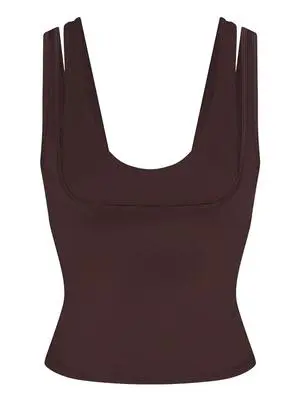 NIKESKIMS Matte Double-strap Scoop Tank Top - Brown