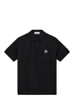 Stone Island Compass Patch Logo Polo - Black