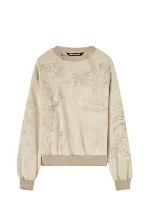 Palm Angels Pencil All Over Crewneck Sweatshirt - White