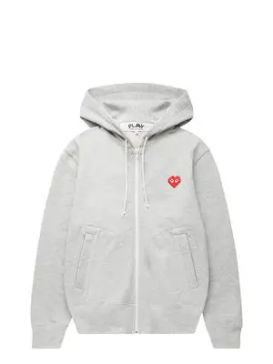Play Comme Des Garcon Zip Hooded Sweatshirt - Grey
