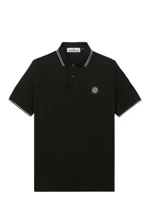 Stone Island Compass Patch Logo Polo - Black