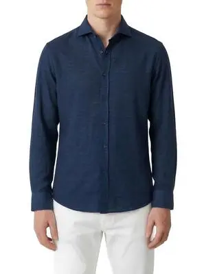 Brunello Cucinelli Shirt In Cotton And Linen - Navy