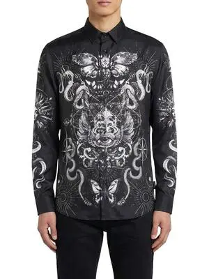 Philipp Plein Cotton Casual Shirt With Logo Print - Black