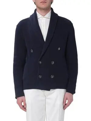 Brunello Cucinelli Shawl Collar Double-breasted Knit - Navy