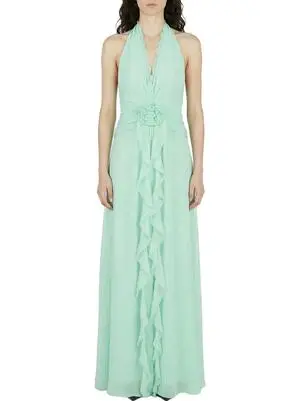 Blumarine Halter Maxi Dress - Green