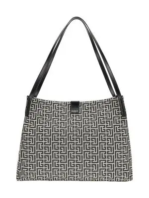 Balmain Monogrammed Shoulder Bag - Black