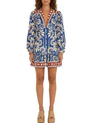 Farm Rio Printed Mini Dress - Blue