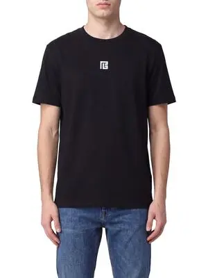 Balmain Cotton-blend Crewneck T-shirt With Labyrinth Monogram Black