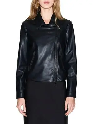 Armani Exchange Leather Biker Jacket - Black