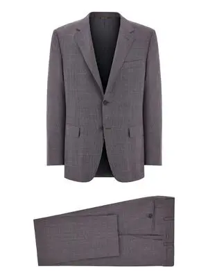 Canali Gray And Rust-brown Wool Regular-fit Suit With Prince Of Wales Design Grey