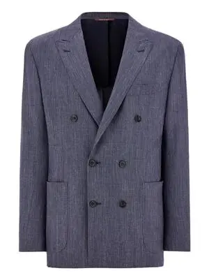 Canali Linen And Wool Modern-fit Jacket - Blue
