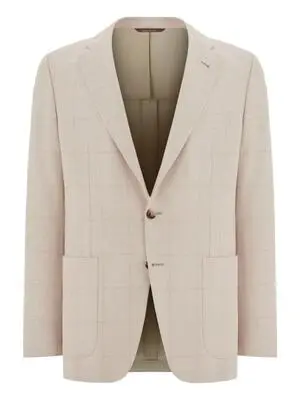 Canali Silk And Cashmere Modern-fit Overcheck Jacket - Beige