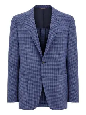 Canali Modern-fit Check Jacket - Light Blue