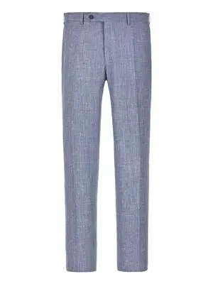 Canali Wool, Silk, And Linen Travel Trousers - Blue