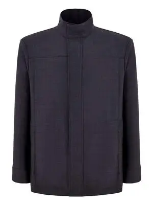 Canali Wool Field Jacket With Rain Protection - Blue