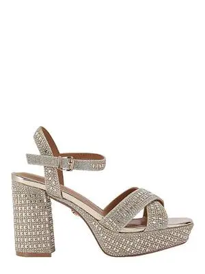 Kurt Geiger Fleur Metallic-woven Platform Sandals - Gold