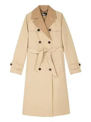 The Kooples Double-breasted Tie-waist Cotton-blend Coat - Light Beige