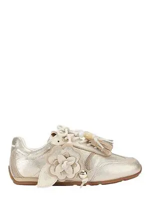 Kurt Geiger Lennon Leather Trainers - Gold Comb