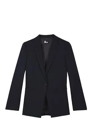 The Kooples Single-breasted Notch-lapel Woven Blazer - Dark Navy