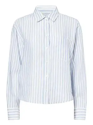 Max Mara Striped Long-sleeve Linen Shirt - Light Blue Big