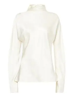 ROHE FRAMES High-neck Cinched-waist Satin Top - Cream