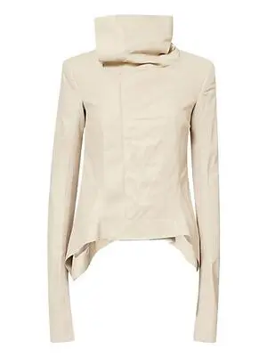 Rick Owens Naska Asymmetric-hem Leather Jacket - Sand