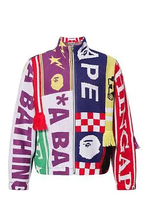 A BATHING APE Scarf Pattern Knitted Track Jacket - Multi