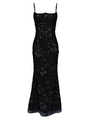 House Of Cb Embellished Mesh Maxi Dress - Black
