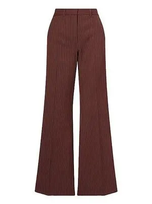 ME+EM Pinstriped Kick Flare Woven Trousers - Cinnamon Brown