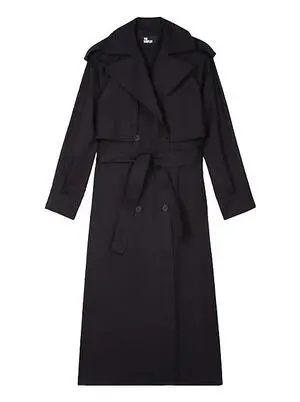 The Kooples Tie-waist Woven Trench Coat - Navy