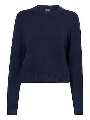 ME+EM Round-neck Cropped Cashmere Jumper - Navy