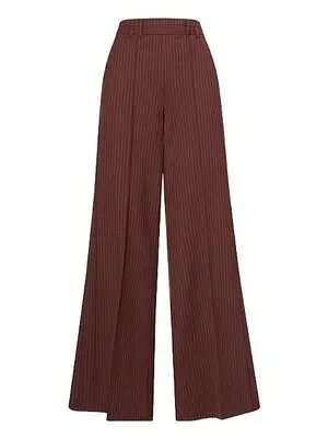 ME+EM Pinstripe Wide-leg Woven Trousers - Cinnamon Brown