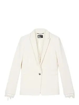 The Kooples Woven Blazer With Lace Trim - Off White