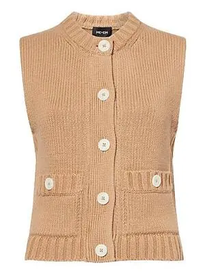 ME+EM Sleeveless Knitted Cotton Vest - Tan