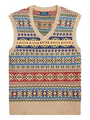 Polo Ralph Lauren Fair Isle Cotton And Linen Jumper - Tan Combo