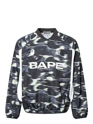 A BATHING APE Screen Camo Long-sleeve Football Woven T-shirt - Black