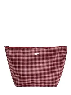 HAY Grid Medium Woven Wash Bag - Burgundy