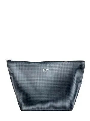 HAY Grid Medium Woven Wash Bag - Dark Blue
