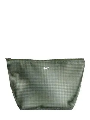 HAY Grid Medium Woven Wash Bag - Dark Green
