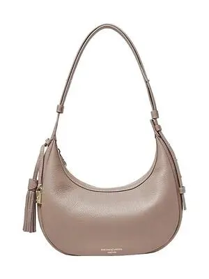 ASPINAL OF LONDON Hudson Crescent Small Leather Shoulder Bag - Moleskin
