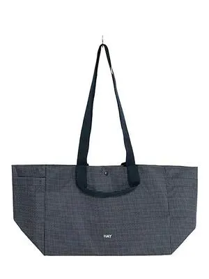 HAY Grid Everyday Mini Woven Tote Bag - Dark Blue
