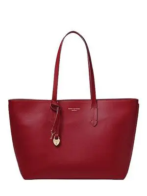 ASPINAL OF LONDON Zipped East West Leather Tote - Cherry