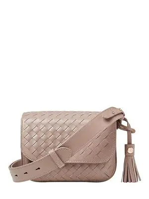 ASPINAL OF LONDON Ella Woven Leather Cross-body Bag - Moleskin