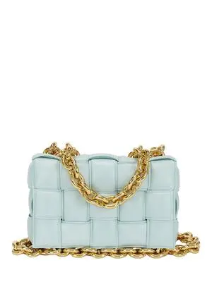 FWRD RENEW Bottega Veneta Chain Cassette Crossbody Bag - Teal Washed & Gold