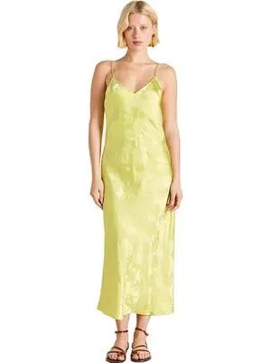 Olivia Von Halle Garbo Ludovica Floral Slip Dress - Green