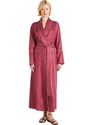 Olivia Von Halle Capability Palazzo Polka Dot Robe - Burgundy